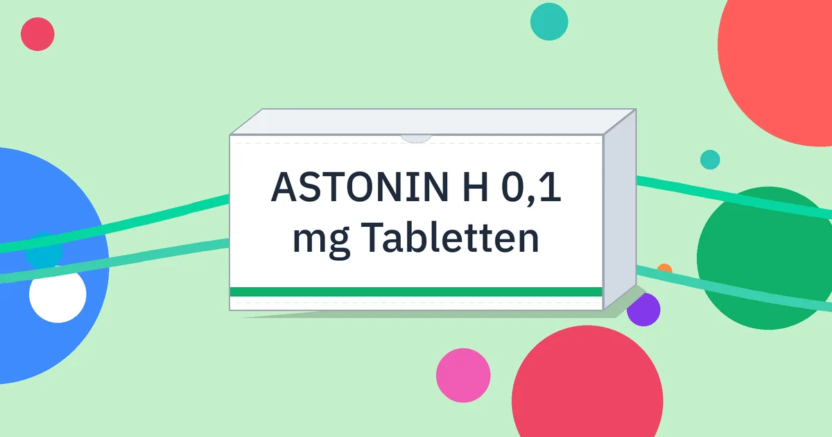 Symbolbild: Packung mit der Aufschrift ASTONIN H 0,1 mg Tabletten (PZN 14357177) – Verfügbarkeit und Bezug in Apotheken in Frankfurt am Main