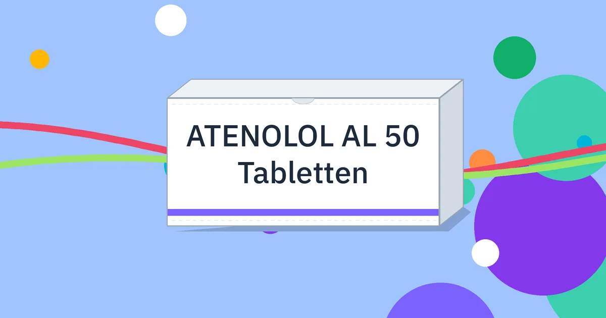 Symbolbild: Packung mit der Aufschrift ATENOLOL AL 50 Tabletten (PZN 00209065) – Verfügbarkeit und Bezug in Apotheken in Frankfurt am Main
