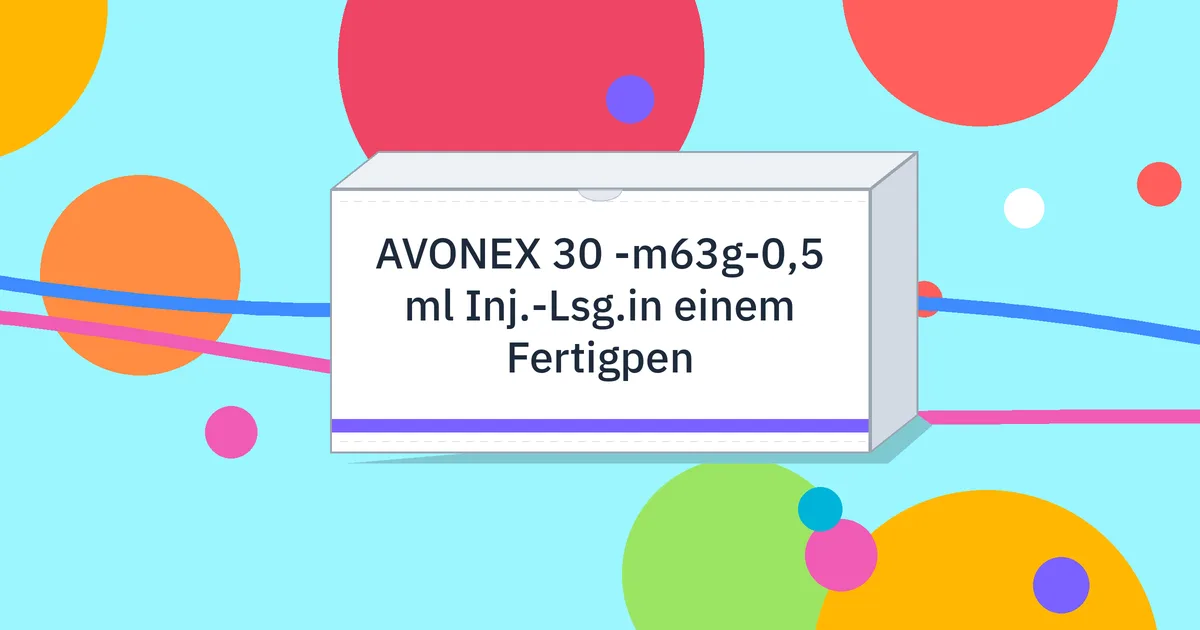 Symbolbild: Packung mit der Aufschrift AVONEX 30 -m63g-0,5 ml Inj.-Lsg.in einem Fertigpen (PZN 18776646) – Verfügbarkeit und Bezug in Apotheken in Frankfurt am Main