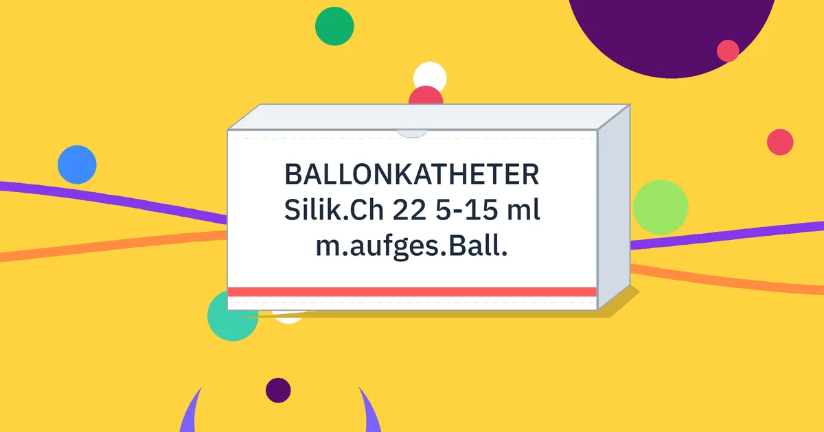 Symbolbild: Packung mit der Aufschrift BALLONKATHETER Silik.Ch 22 5-15 ml m.aufges.Ball. (PZN 01048405) – Verfügbarkeit und Bezug in Apotheken in Frankfurt am Main