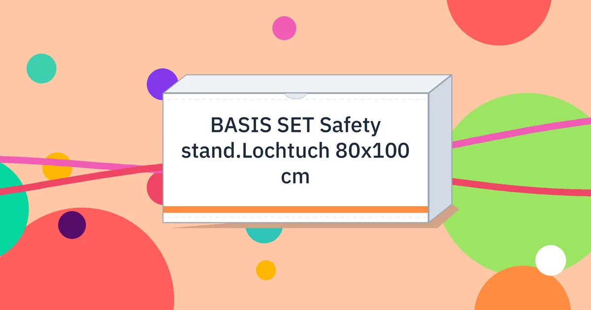 Symbolbild: Packung mit der Aufschrift BASIS SET Safety stand.Lochtuch 80x100 cm (PZN 10354673) – Verfügbarkeit und Bezug in Apotheken in Frankfurt am Main
