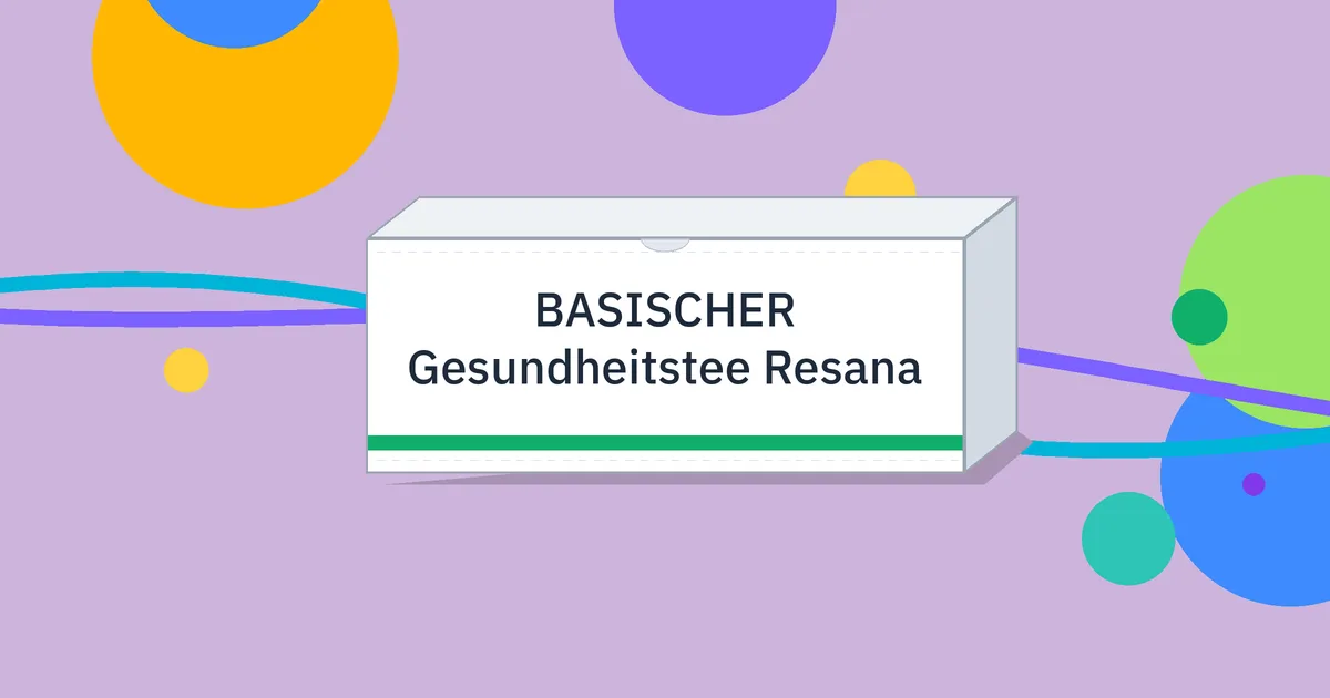 Symbolbild: Packung mit der Aufschrift BASISCHER Gesundheitstee Resana (PZN 04709675) – Verfügbarkeit und Bezug in Apotheken in Frankfurt am Main
