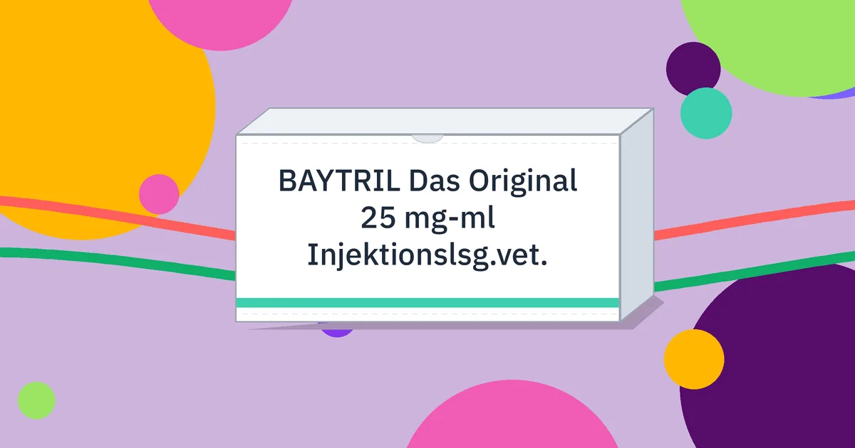Symbolbild: Packung mit der Aufschrift BAYTRIL Das Original 25 mg-ml Injektionslsg.vet. (PZN 11004142) – Verfügbarkeit und Bezug in Apotheken in Frankfurt am Main