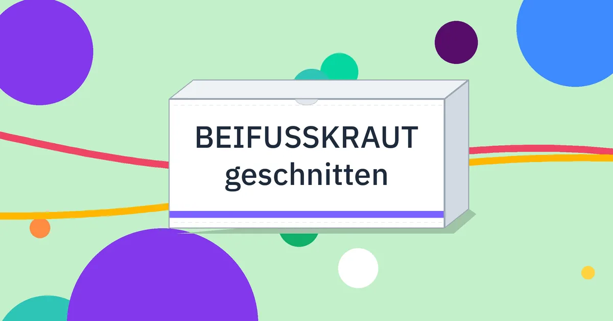 Symbolbild: Packung mit der Aufschrift BEIFUSSKRAUT geschnitten (PZN 14031174) – Verfügbarkeit und Bezug in Apotheken in Frankfurt am Main