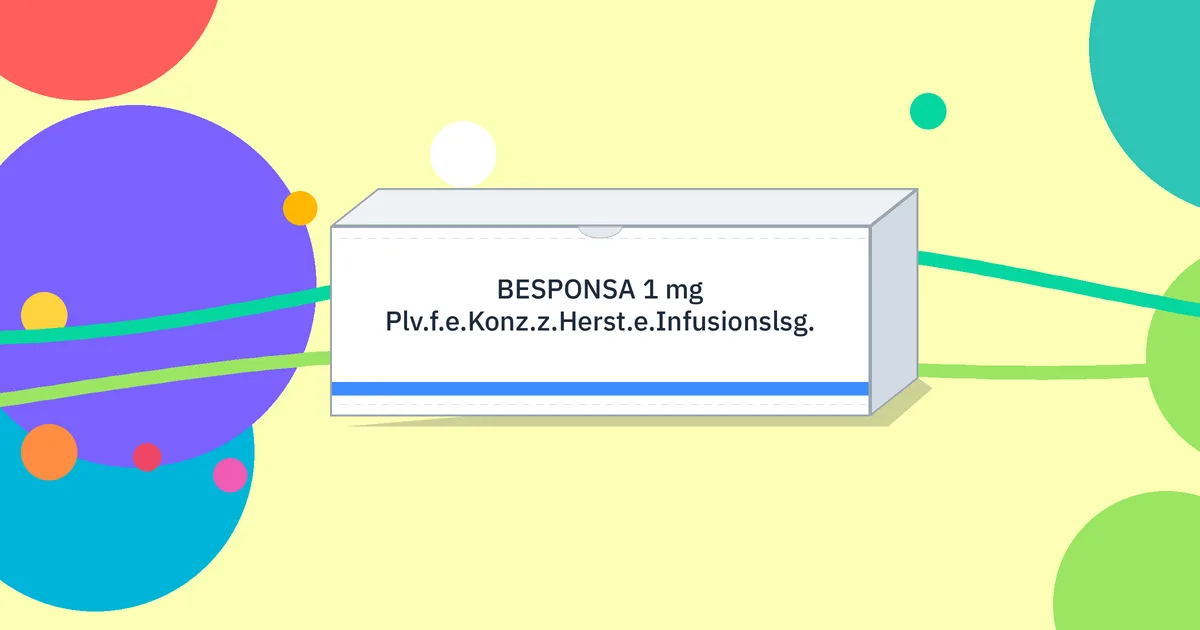 Symbolbild: Packung mit der Aufschrift BESPONSA 1 mg Plv.f.e.Konz.z.Herst.e.Infusionslsg. (PZN 12490038) – Verfügbarkeit und Bezug in Apotheken in Frankfurt am Main