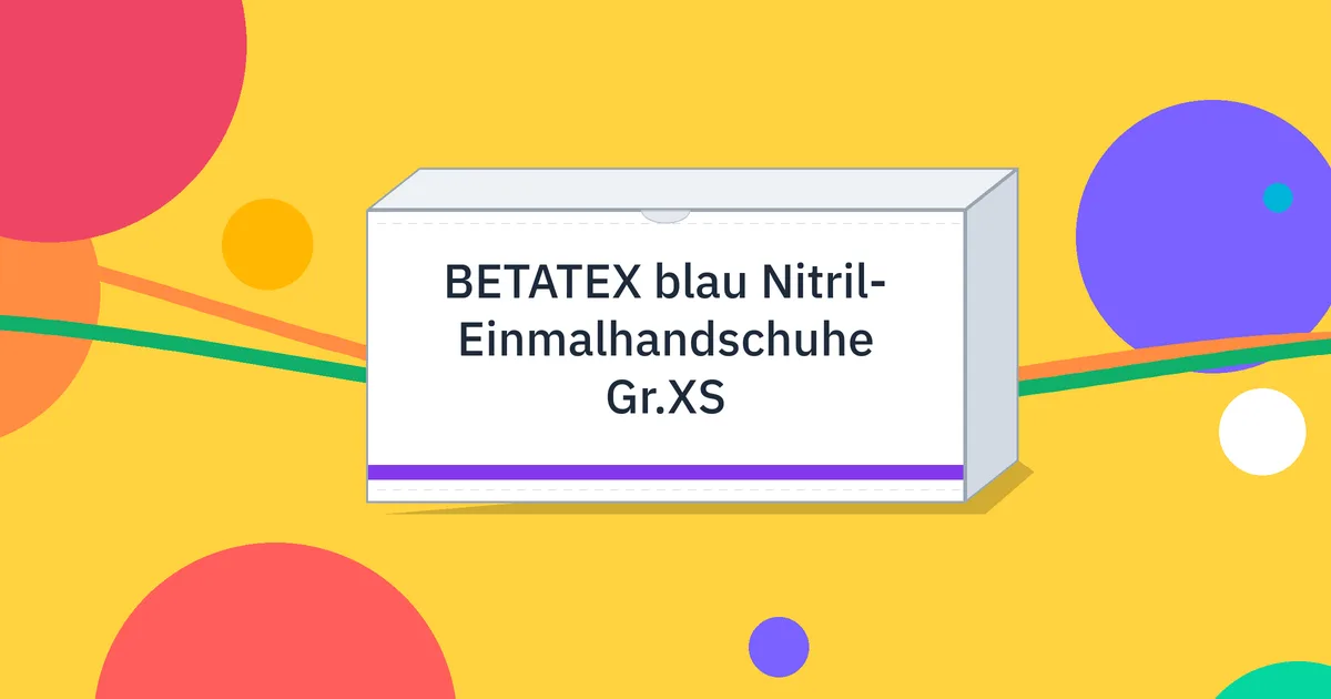 Symbolbild: Packung mit der Aufschrift BETATEX blau Nitril-Einmalhandschuhe Gr.XS (PZN 17816941) – Verfügbarkeit und Bezug in Apotheken in Frankfurt am Main
