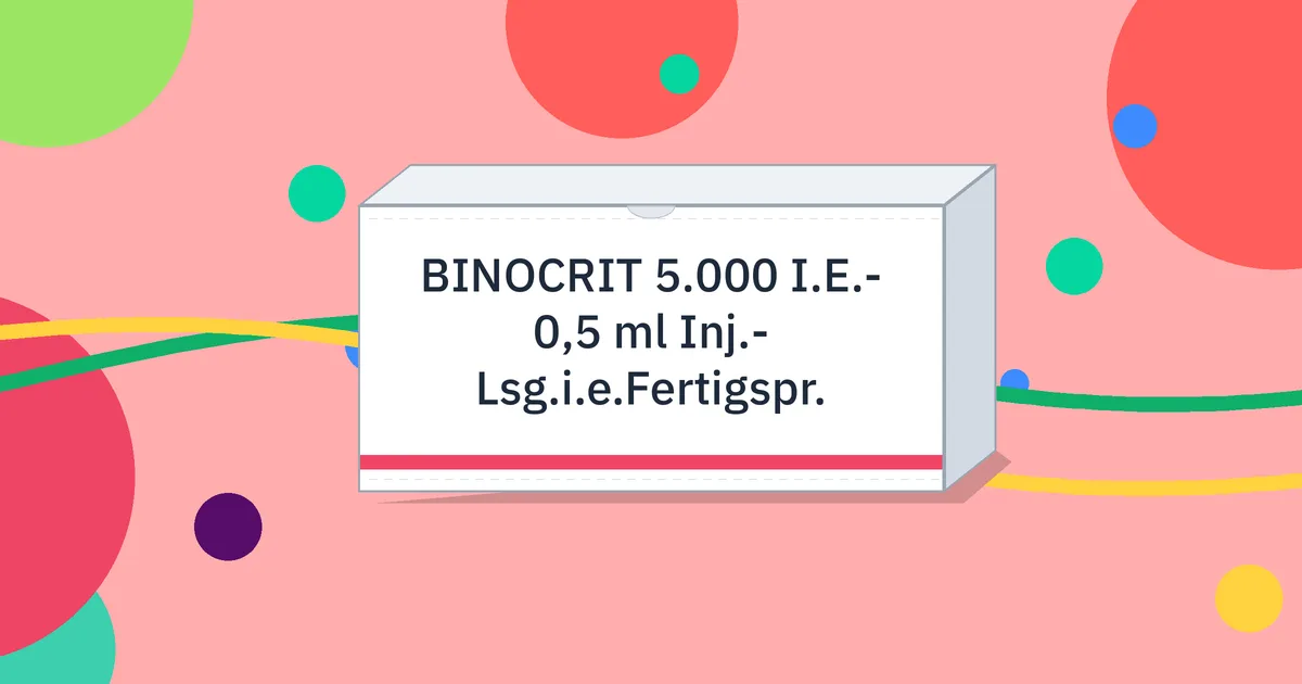 Symbolbild: Packung mit der Aufschrift BINOCRIT 5.000 I.E.-0,5 ml Inj.-Lsg.i.e.Fertigspr. (PZN 16941880) – Verfügbarkeit und Bezug in Apotheken in Frankfurt am Main