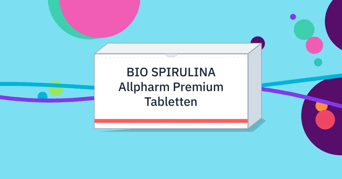 Symbolbild: Packung mit der Aufschrift BIO SPIRULINA Allpharm Premium Tabletten (PZN 19512777) – Verfügbarkeit und Bezug in Apotheken in Frankfurt am Main
