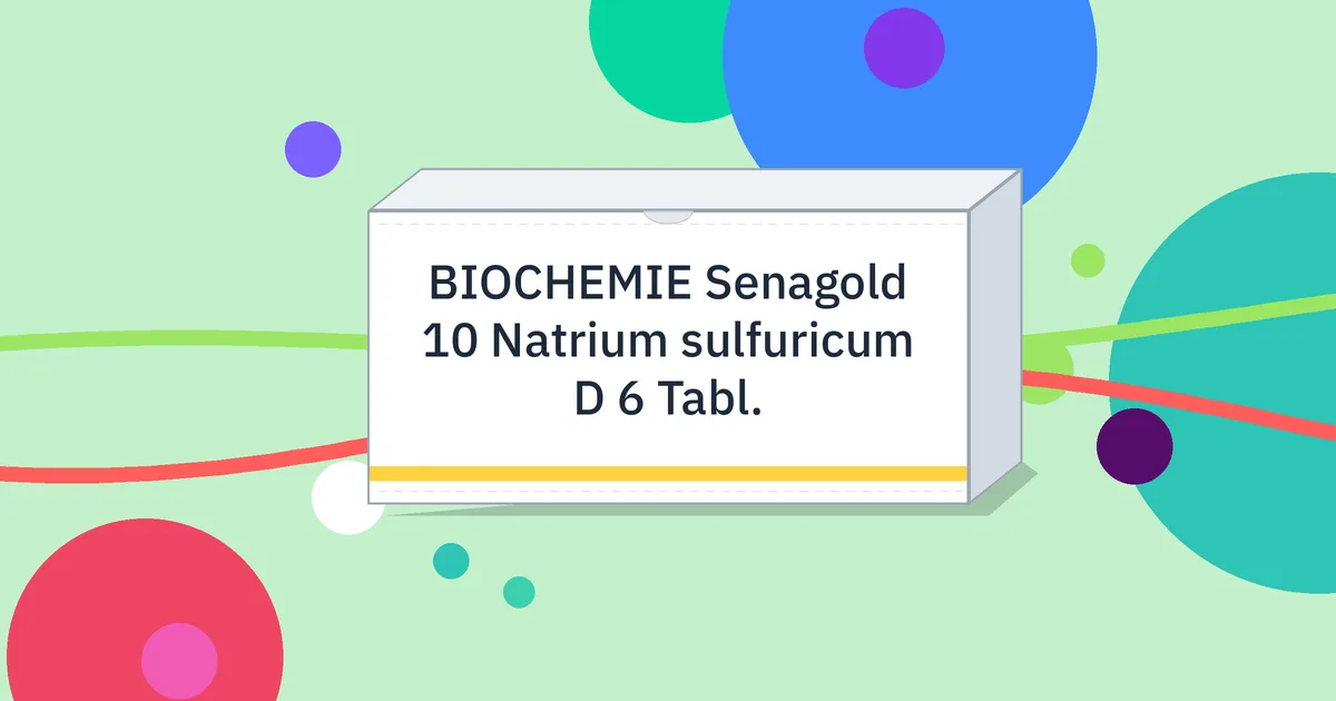 Symbolbild: Packung mit der Aufschrift BIOCHEMIE Senagold 10 Natrium sulfuricum D 6 Tabl. (PZN 06827485) – Verfügbarkeit und Bezug in Apotheken in Frankfurt am Main