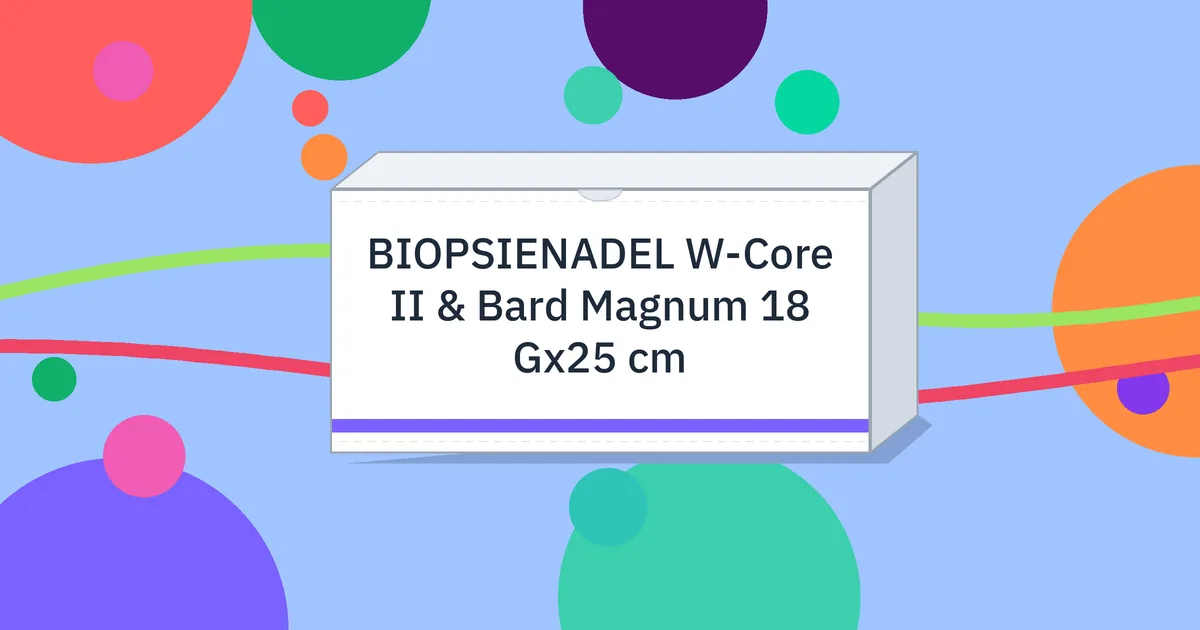 Symbolbild: Packung mit der Aufschrift BIOPSIENADEL W-Core II & Bard Magnum 18 Gx25 cm (PZN 19351794) – Verfügbarkeit und Bezug in Apotheken in Frankfurt am Main