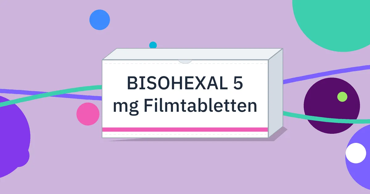Symbolbild: Packung mit der Aufschrift BISOHEXAL 5 mg Filmtabletten (PZN 00712999) – Verfügbarkeit und Bezug in Apotheken in Frankfurt am Main