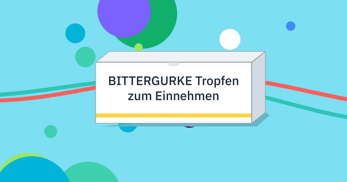 Symbolbild: Packung mit der Aufschrift BITTERGURKE Tropfen zum Einnehmen (PZN 17427300) – Verfügbarkeit und Bezug in Apotheken in Frankfurt am Main