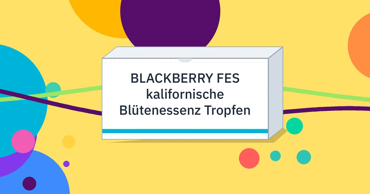 Symbolbild: Packung mit der Aufschrift BLACKBERRY FES kalifornische Blütenessenz Tropfen (PZN 09173096) – Verfügbarkeit und Bezug in Apotheken in Frankfurt am Main
