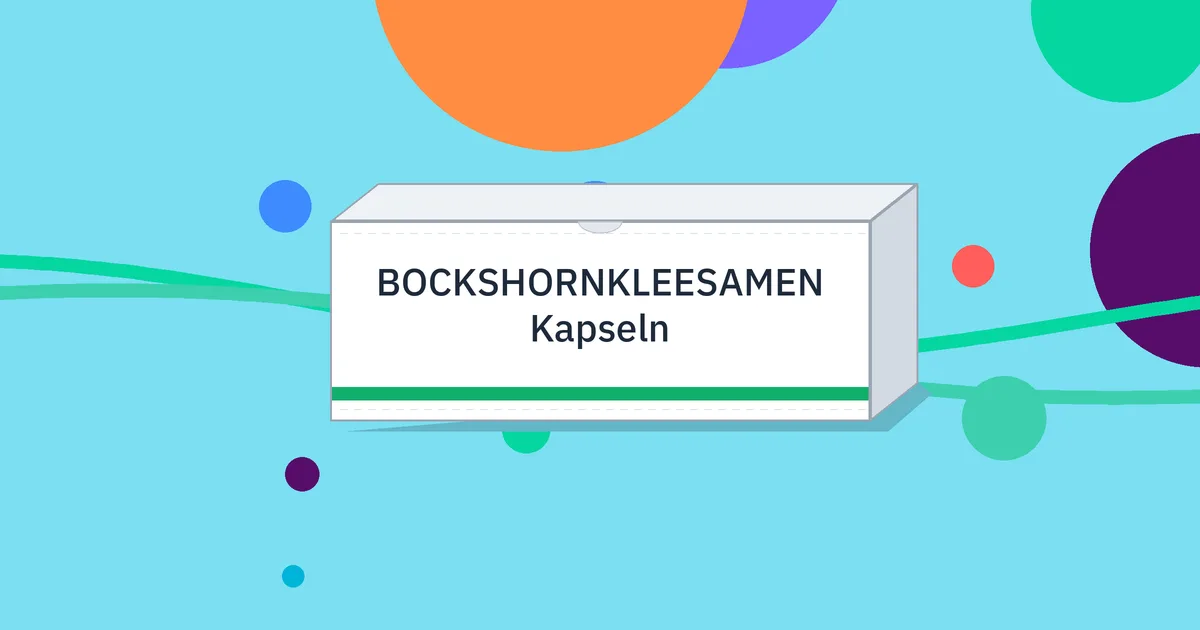 Symbolbild: Packung mit der Aufschrift BOCKSHORNKLEESAMEN Kapseln (PZN 02469362) – Verfügbarkeit und Bezug in Apotheken in Frankfurt am Main