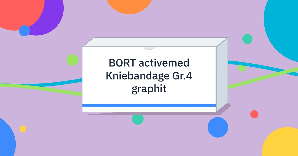 Symbolbild: Packung mit der Aufschrift BORT activemed Kniebandage Gr.4 graphit (PZN 17582213) – Verfügbarkeit und Bezug in Apotheken in Frankfurt am Main