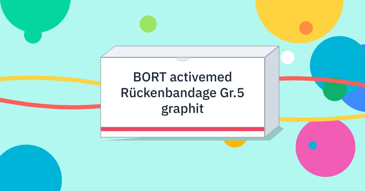 Symbolbild: Packung mit der Aufschrift BORT activemed Rückenbandage Gr.5 graphit (PZN 17582383) – Verfügbarkeit und Bezug in Apotheken in Frankfurt am Main