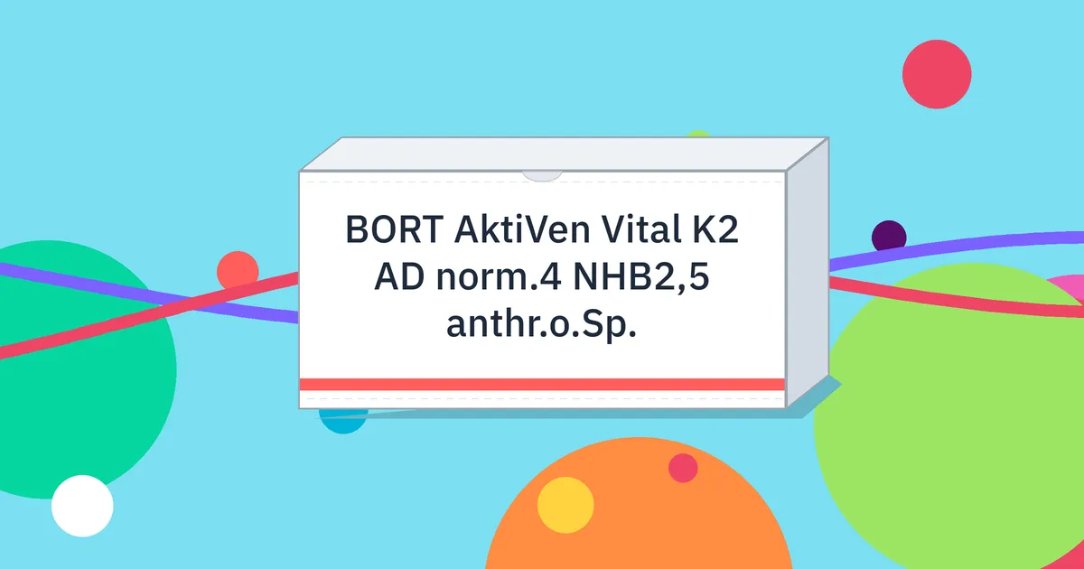 Symbolbild: Packung mit der Aufschrift BORT AktiVen Vital K2 AD norm.4 NHB2,5 anthr.o.Sp. (PZN 17499587) – Verfügbarkeit und Bezug in Apotheken in Frankfurt am Main