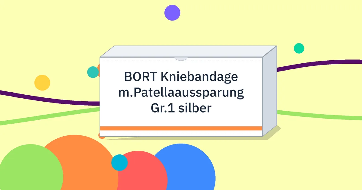Symbolbild: Packung mit der Aufschrift BORT Kniebandage m.Patellaaussparung Gr.1 silber (PZN 16844800) – Verfügbarkeit und Bezug in Apotheken in Frankfurt am Main