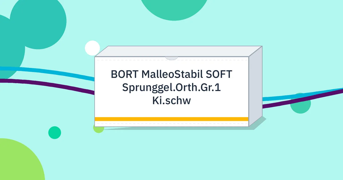 Symbolbild: Packung mit der Aufschrift BORT MalleoStabil SOFT Sprunggel.Orth.Gr.1 Ki.schw (PZN 09443986) – Verfügbarkeit und Bezug in Apotheken in Frankfurt am Main