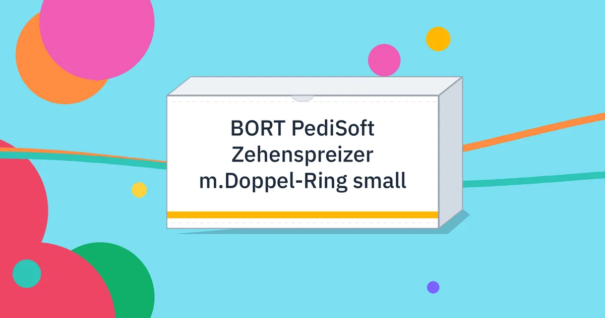 Symbolbild: Packung mit der Aufschrift BORT PediSoft Zehenspreizer m.Doppel-Ring small (PZN 12574284) – Verfügbarkeit und Bezug in Apotheken in Frankfurt am Main