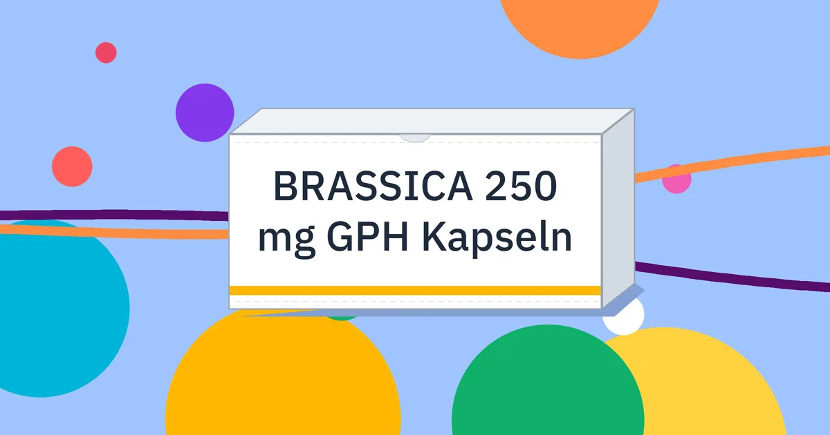 Symbolbild: Packung mit der Aufschrift BRASSICA 250 mg GPH Kapseln (PZN 00951379) – Verfügbarkeit und Bezug in Apotheken in Frankfurt am Main