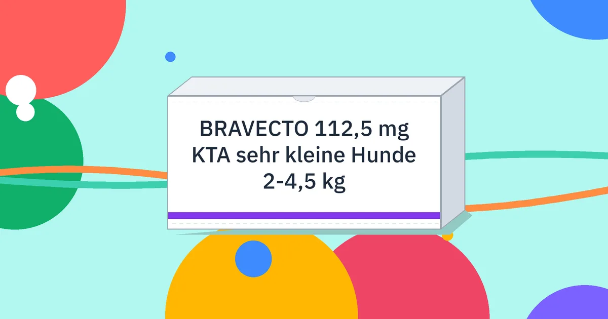 Symbolbild: Packung mit der Aufschrift BRAVECTO 112,5 mg KTA sehr kleine Hunde 2-4,5 kg (PZN 10385136) – Verfügbarkeit und Bezug in Apotheken in Frankfurt am Main