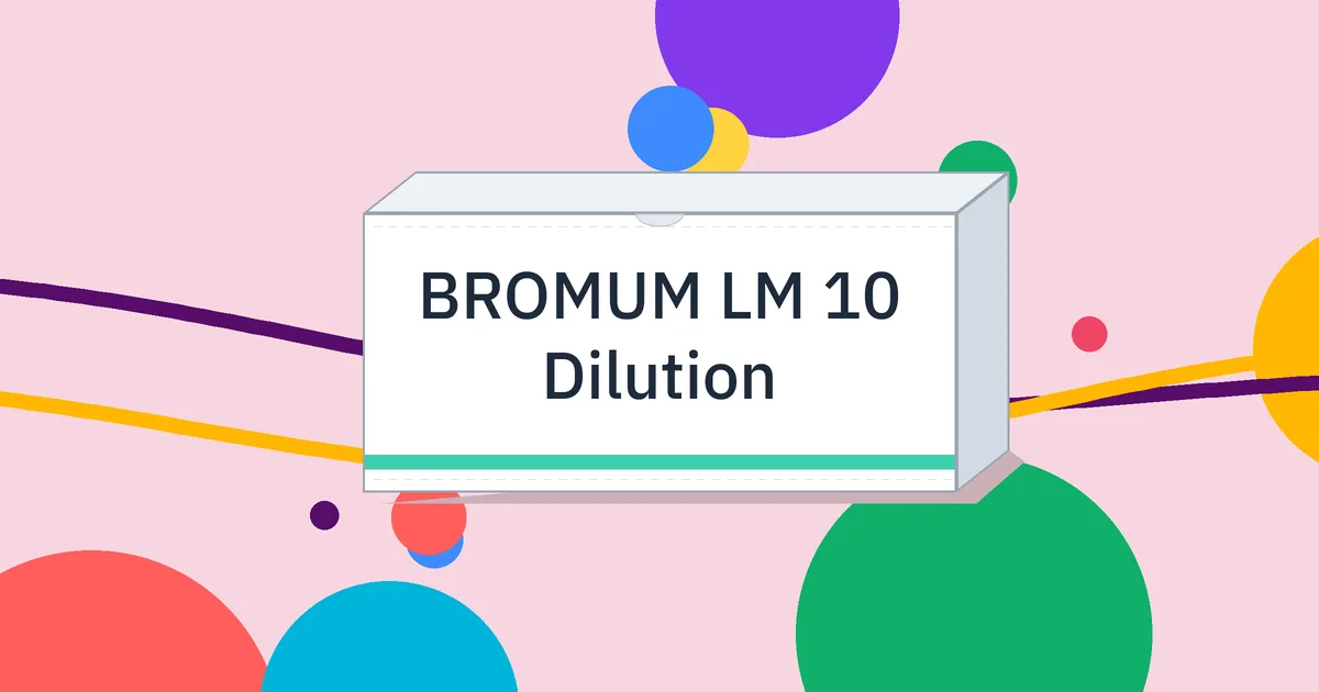 Symbolbild: Packung mit der Aufschrift BROMUM LM 10 Dilution (PZN 12796530) – Verfügbarkeit und Bezug in Apotheken in Frankfurt am Main