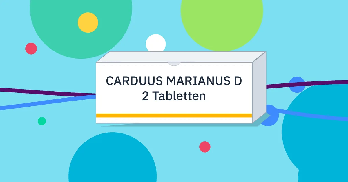 Symbolbild: Packung mit der Aufschrift CARDUUS MARIANUS D 2 Tabletten (PZN 02627677) – Verfügbarkeit und Bezug in Apotheken in Frankfurt am Main