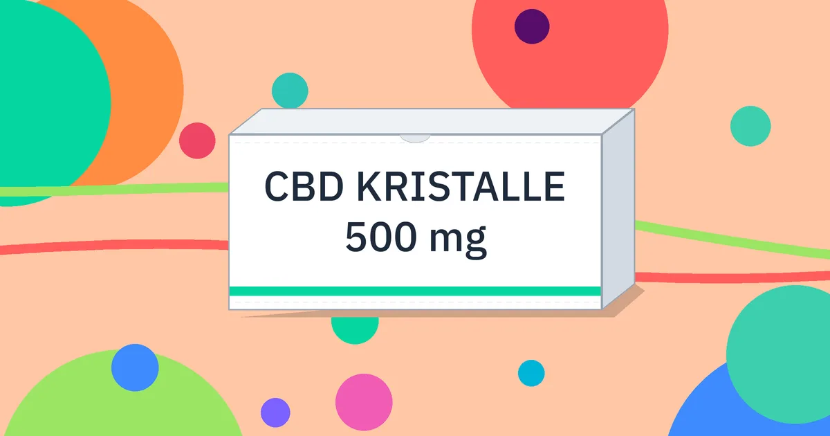 Symbolbild: Packung mit der Aufschrift CBD KRISTALLE 500 mg (PZN 15300446) – Verfügbarkeit und Bezug in Apotheken in Frankfurt am Main