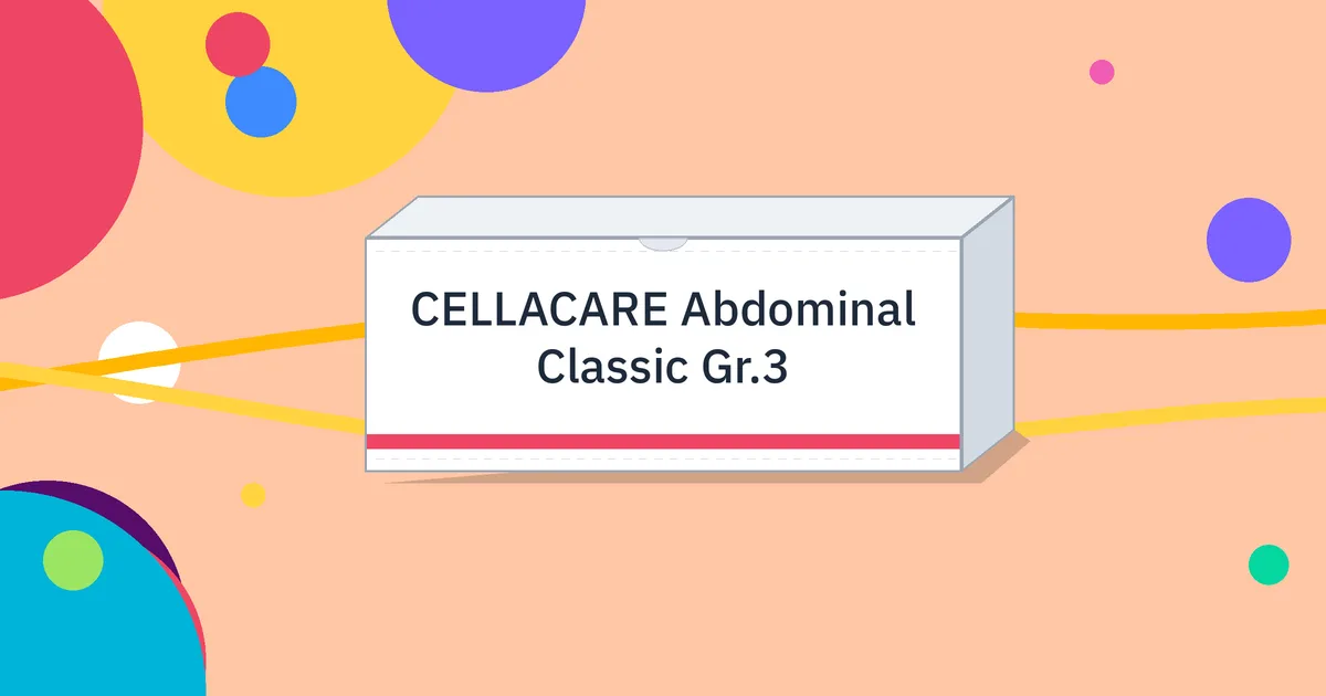 Symbolbild: Packung mit der Aufschrift CELLACARE Abdominal Classic Gr.3 (PZN 20549136) – Verfügbarkeit und Bezug in Apotheken in Frankfurt am Main