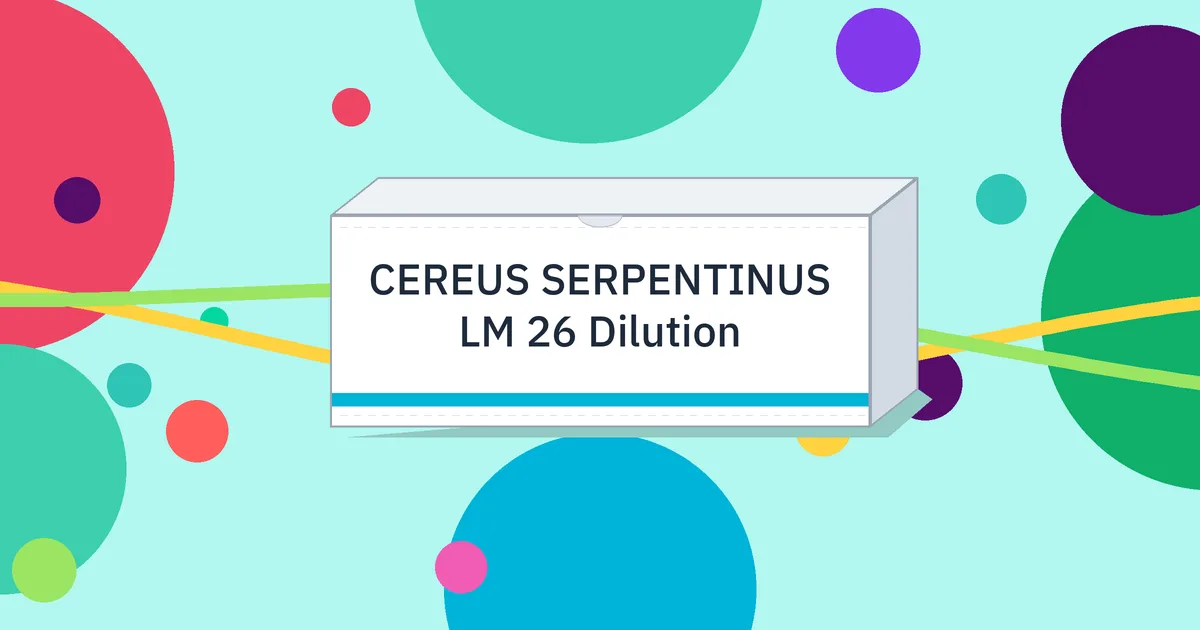 Symbolbild: Packung mit der Aufschrift CEREUS SERPENTINUS LM 26 Dilution (PZN 13437738) – Verfügbarkeit und Bezug in Apotheken in Frankfurt am Main