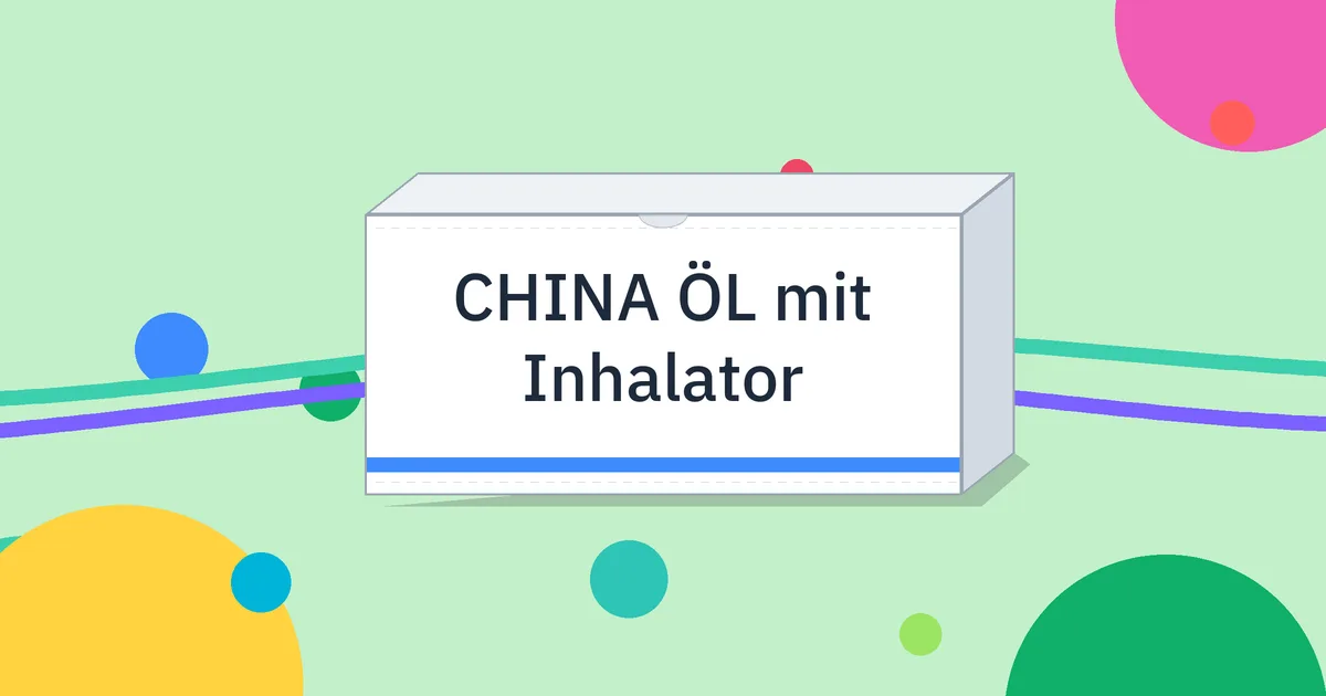 Symbolbild: Packung mit der Aufschrift CHINA ÖL mit Inhalator (PZN 03098152) – Verfügbarkeit und Bezug in Apotheken in Frankfurt am Main