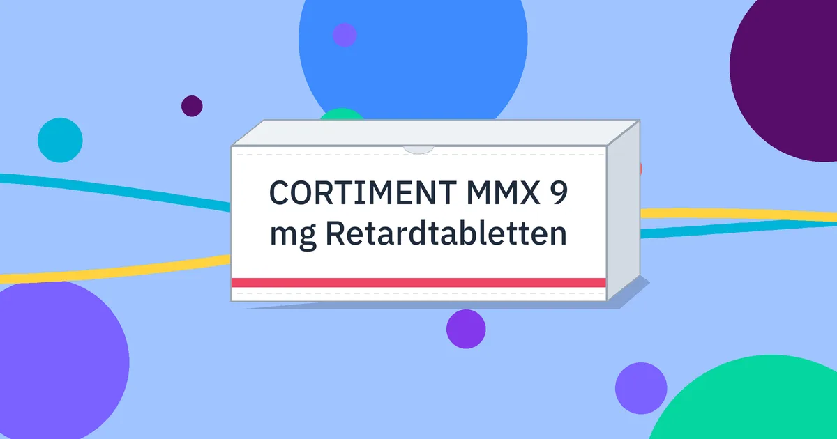 Symbolbild: Packung mit der Aufschrift CORTIMENT MMX 9 mg Retardtabletten (PZN 12749559) – Verfügbarkeit und Bezug in Apotheken in Frankfurt am Main