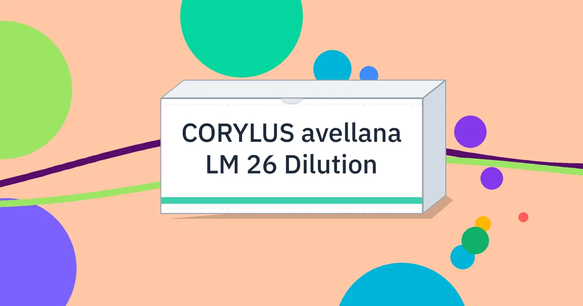Symbolbild: Packung mit der Aufschrift CORYLUS avellana LM 26 Dilution (PZN 13454636) – Verfügbarkeit und Bezug in Apotheken in Frankfurt am Main