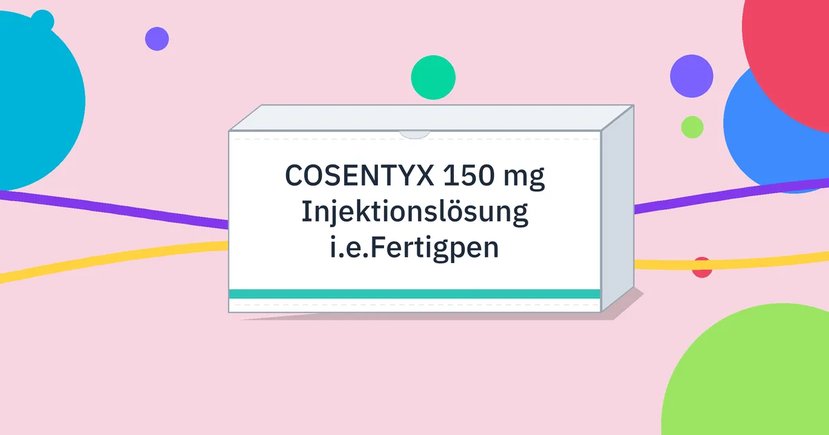 Symbolbild: Packung mit der Aufschrift COSENTYX 150 mg Injektionslösung i.e.Fertigpen (PZN 20841279) – Verfügbarkeit und Bezug in Apotheken in Frankfurt am Main