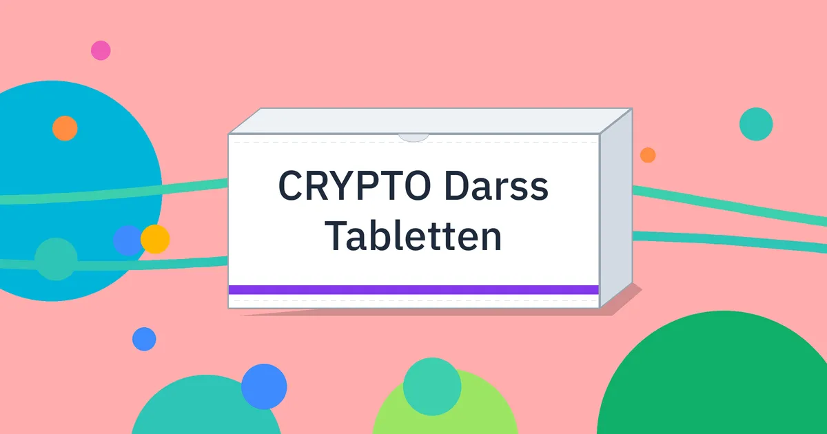 Symbolbild: Packung mit der Aufschrift CRYPTO Darss Tabletten (PZN 12442476) – Verfügbarkeit und Bezug in Apotheken in Frankfurt am Main
