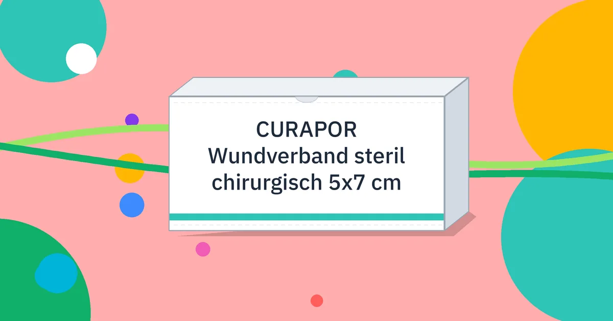 Symbolbild: Packung mit der Aufschrift CURAPOR Wundverband steril chirurgisch 5x7 cm (PZN 10757069) – Verfügbarkeit und Bezug in Apotheken in Frankfurt am Main