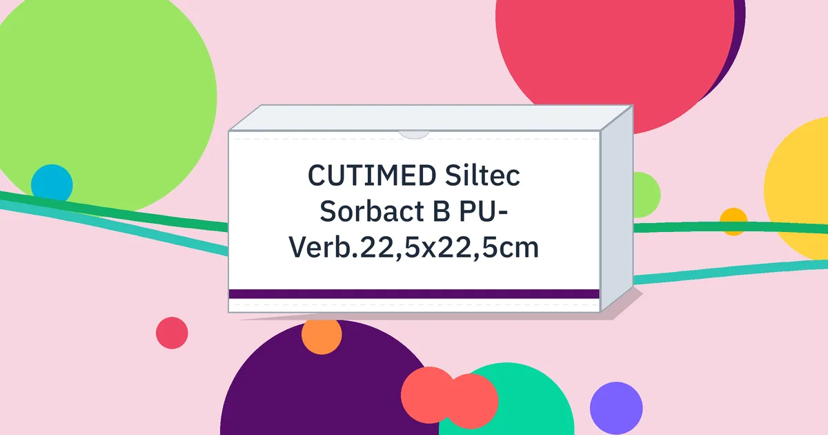 Symbolbild: Packung mit der Aufschrift CUTIMED Siltec Sorbact B PU-Verb.22,5x22,5cm (PZN 07343223) – Verfügbarkeit und Bezug in Apotheken in Frankfurt am Main