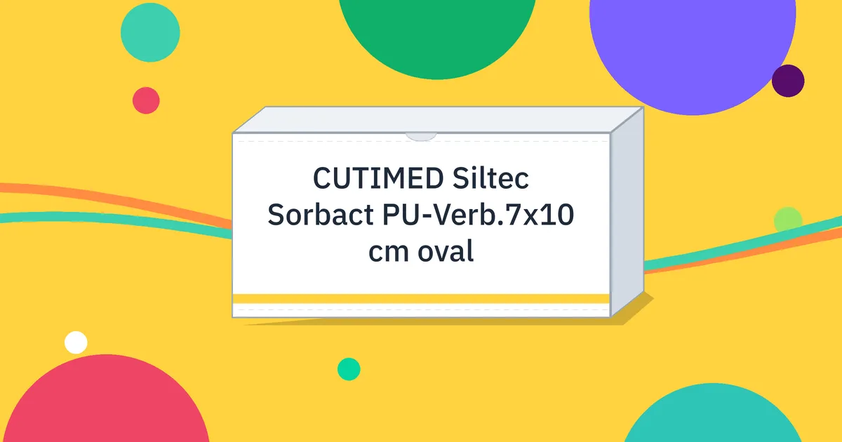 Symbolbild: Packung mit der Aufschrift CUTIMED Siltec Sorbact PU-Verb.7x10 cm oval (PZN 17851713) – Verfügbarkeit und Bezug in Apotheken in Frankfurt am Main