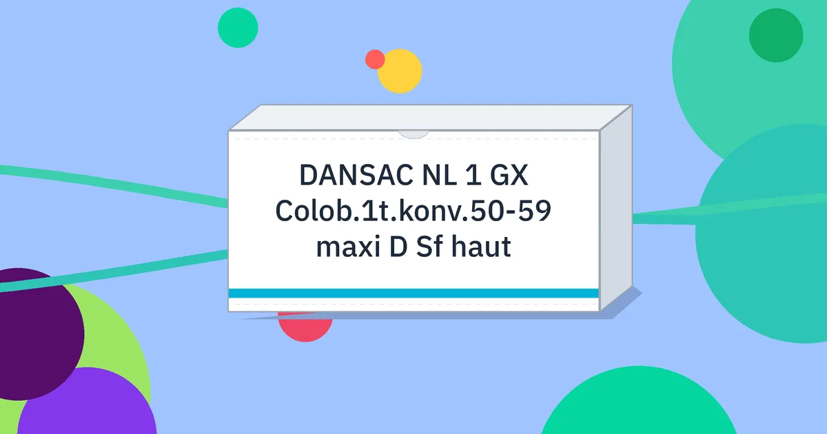 Symbolbild: Packung mit der Aufschrift DANSAC NL 1 GX Colob.1t.konv.50-59 maxi D Sf haut (PZN 10945871) – Verfügbarkeit und Bezug in Apotheken in Frankfurt am Main