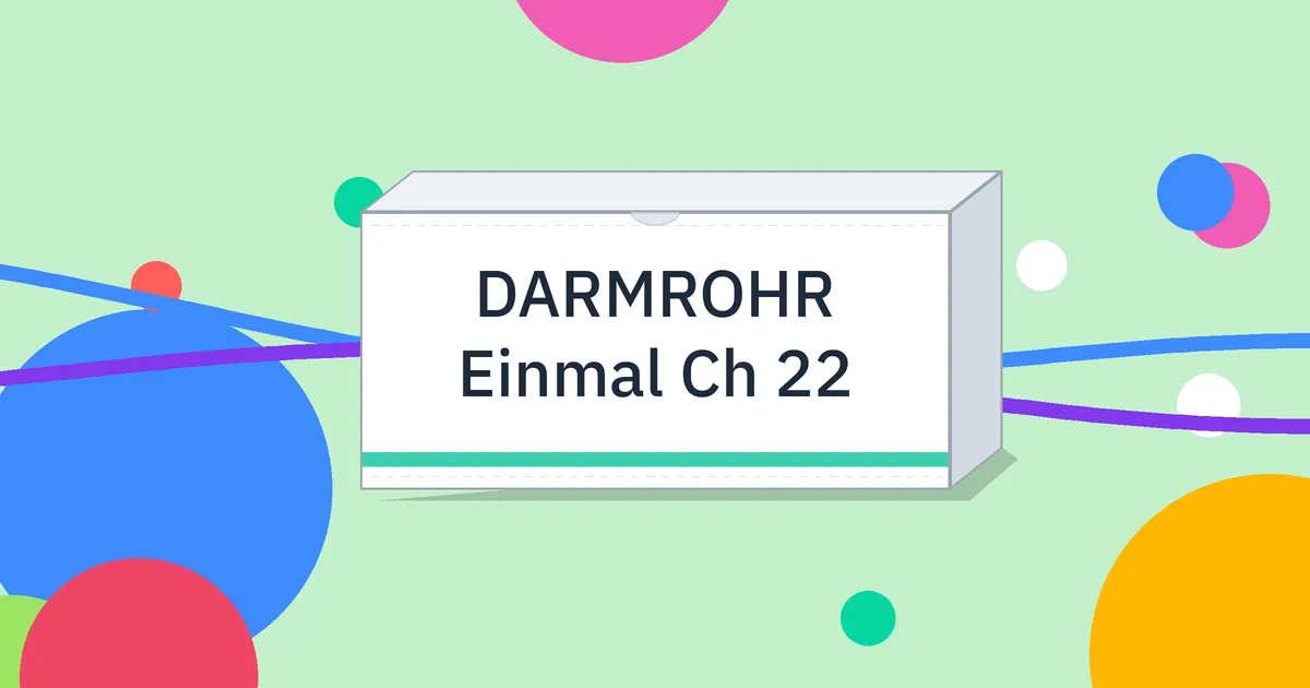 Symbolbild: Packung mit der Aufschrift DARMROHR Einmal Ch 22 (PZN 01961919) – Verfügbarkeit und Bezug in Apotheken in Frankfurt am Main