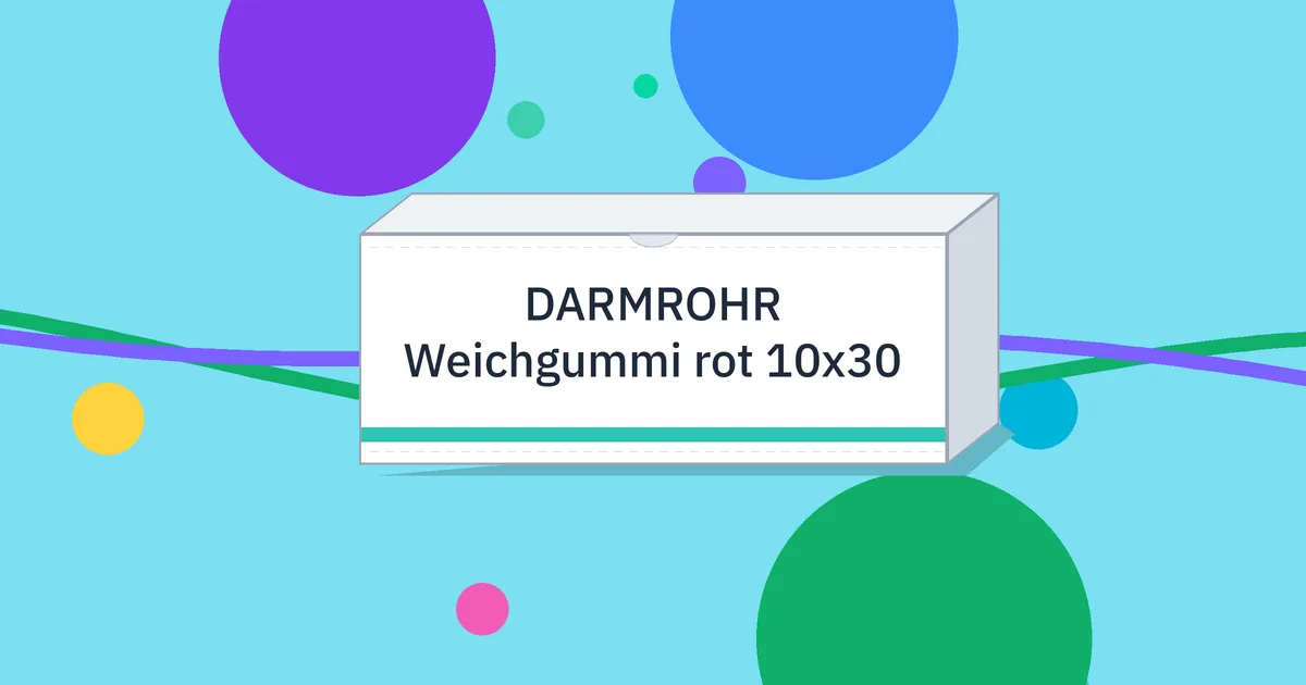 Symbolbild: Packung mit der Aufschrift DARMROHR Weichgummi rot 10x30 (PZN 01726124) – Verfügbarkeit und Bezug in Apotheken in Frankfurt am Main