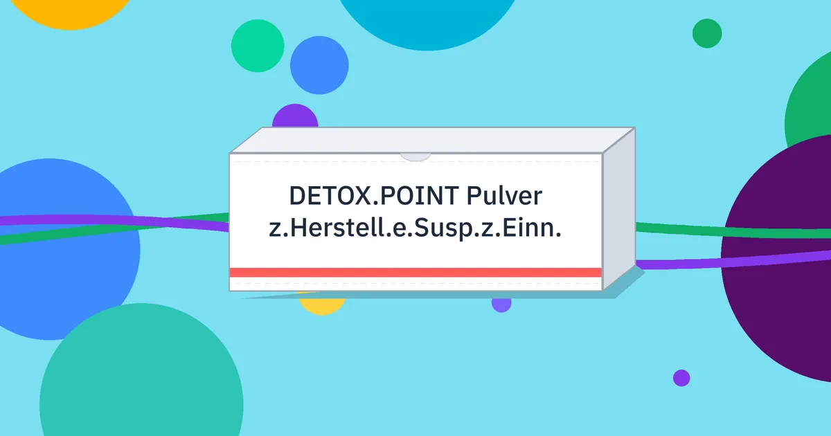 Symbolbild: Packung mit der Aufschrift DETOX.POINT Pulver z.Herstell.e.Susp.z.Einn. (PZN 19158554) – Verfügbarkeit und Bezug in Apotheken in Frankfurt am Main