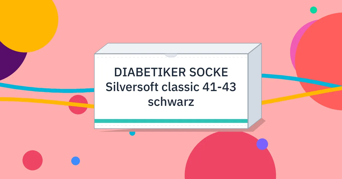 Symbolbild: Packung mit der Aufschrift DIABETIKER SOCKE Silversoft classic 41-43 schwarz (PZN 11124604) – Verfügbarkeit und Bezug in Apotheken in Frankfurt am Main