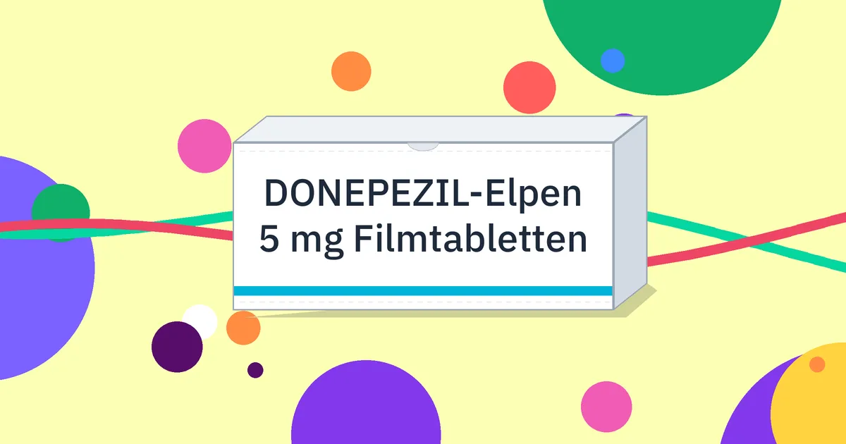 Symbolbild: Packung mit der Aufschrift DONEPEZIL-Elpen 5 mg Filmtabletten (PZN 10044346) – Verfügbarkeit und Bezug in Apotheken in Frankfurt am Main