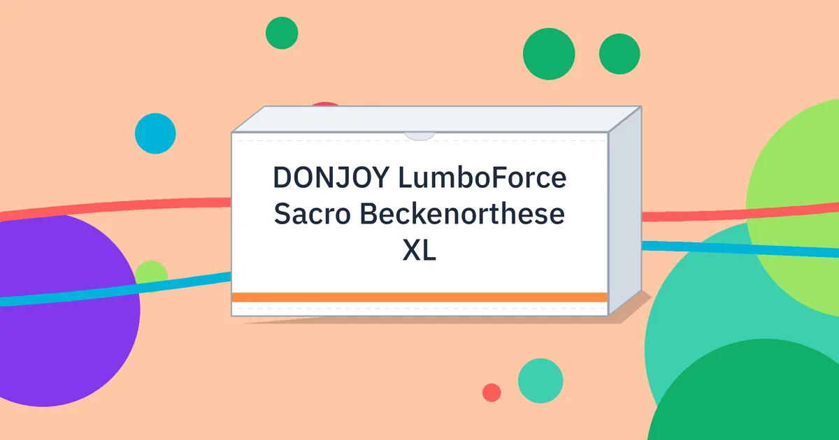 Symbolbild: Packung mit der Aufschrift DONJOY LumboForce Sacro Beckenorthese XL (PZN 19377724) – Verfügbarkeit und Bezug in Apotheken in Frankfurt am Main