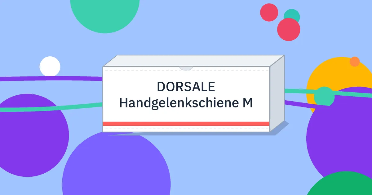 Symbolbild: Packung mit der Aufschrift DORSALE Handgelenkschiene M (PZN 08759865) – Verfügbarkeit und Bezug in Apotheken in Frankfurt am Main