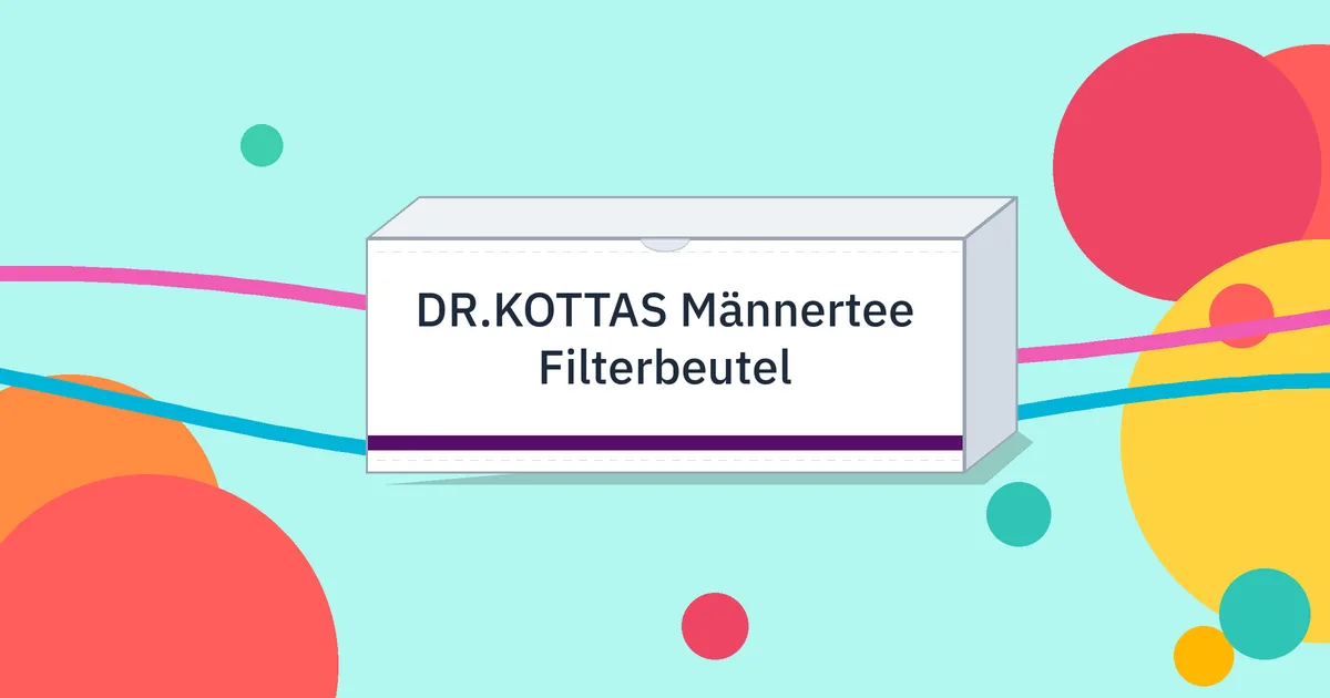Symbolbild: Packung mit der Aufschrift DR.KOTTAS Männertee Filterbeutel (PZN 19147042) – Verfügbarkeit und Bezug in Apotheken in Frankfurt am Main