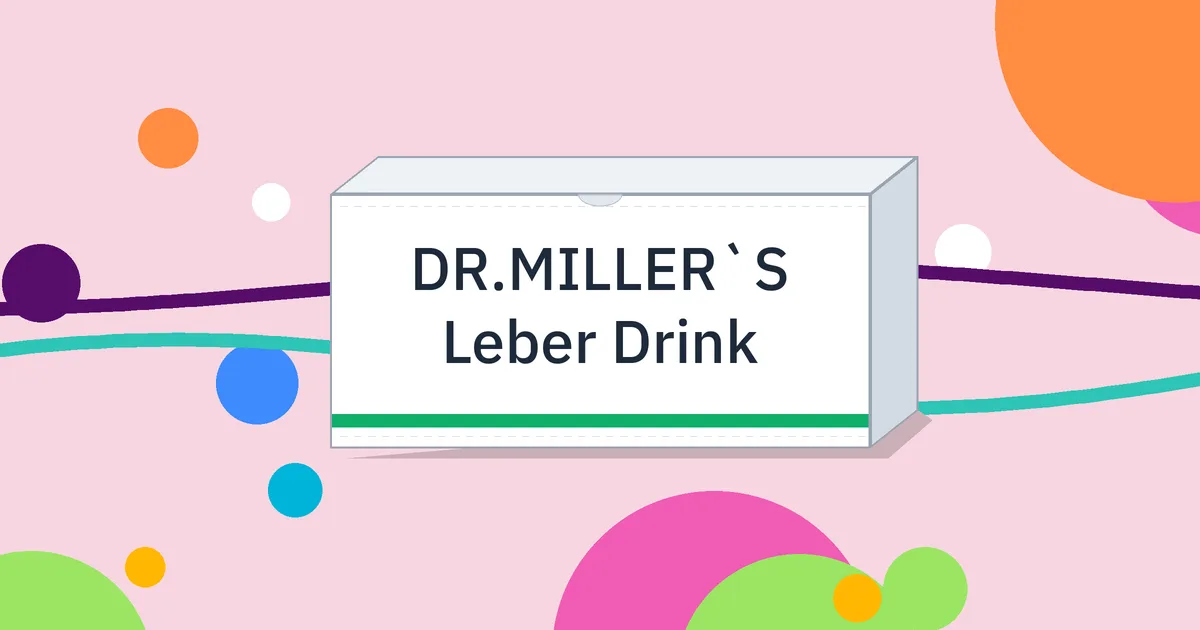 Symbolbild: Packung mit der Aufschrift DR.MILLER`S Leber Drink (PZN 07767236) – Verfügbarkeit und Bezug in Apotheken in Frankfurt am Main