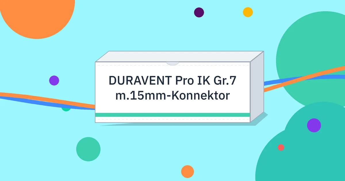 Symbolbild: Packung mit der Aufschrift DURAVENT Pro IK Gr.7 m.15mm-Konnektor (PZN 19243722) – Verfügbarkeit und Bezug in Apotheken in Frankfurt am Main